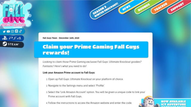 【Prime Gaming】Fall Guysを連携して特典を受け取る方法【限定スキン】 - Raison Detre - ゲームやスマホの情報サイト