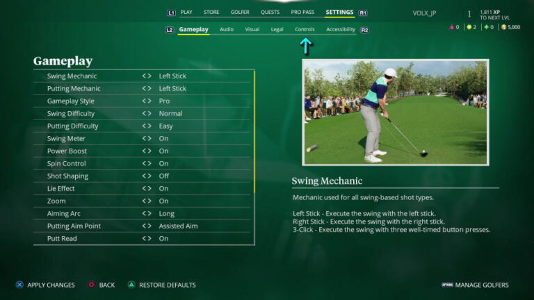 【EA SPORTS PGA TOUR】キーボードやコントローラーの設定【操作方法】 - Raison Detre - ゲームやスマホの情報サイト